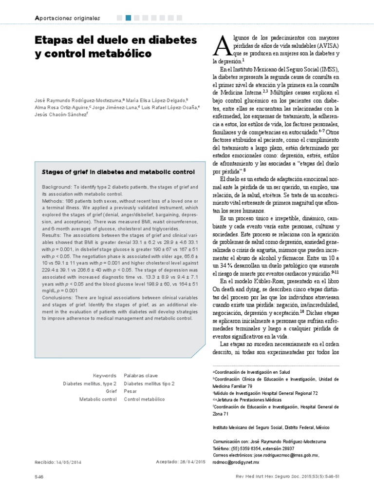 Etapas Del Duelo en Diabetes y Control Metabolico | PDF | Depresión ...