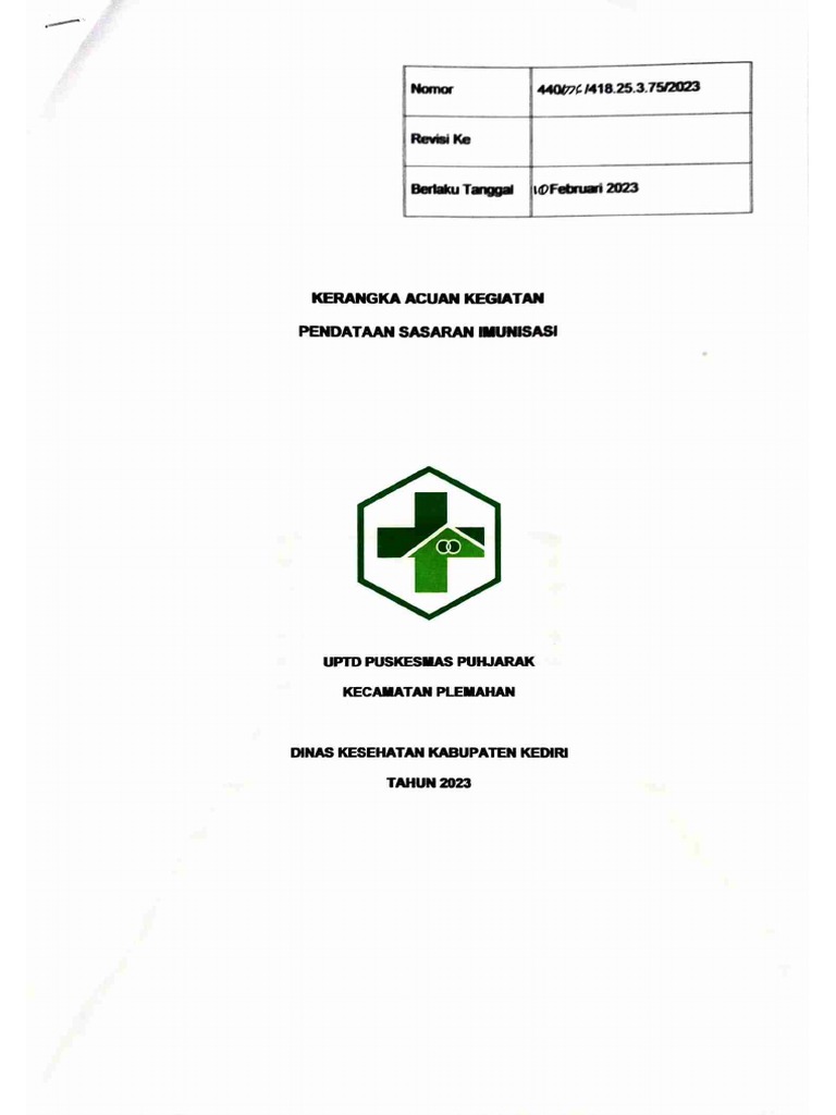 Kak Pendataan Sasaran Imunisasi 2023 | PDF