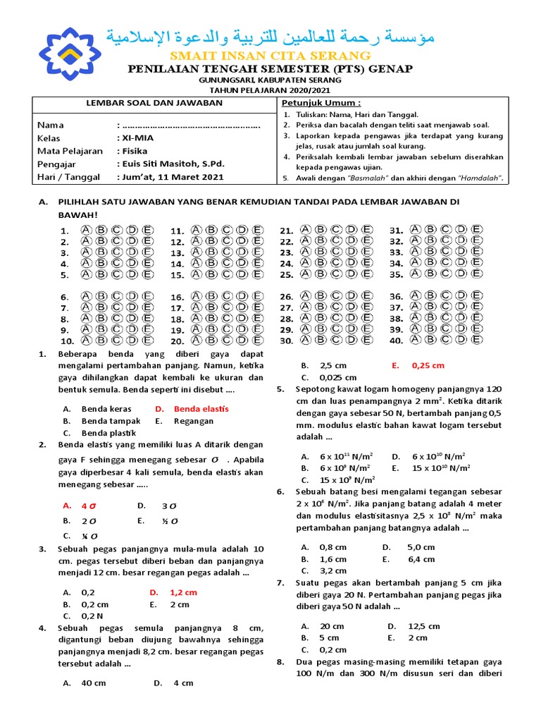 Soal PTS Fisika Kelas 11 Genap | PDF