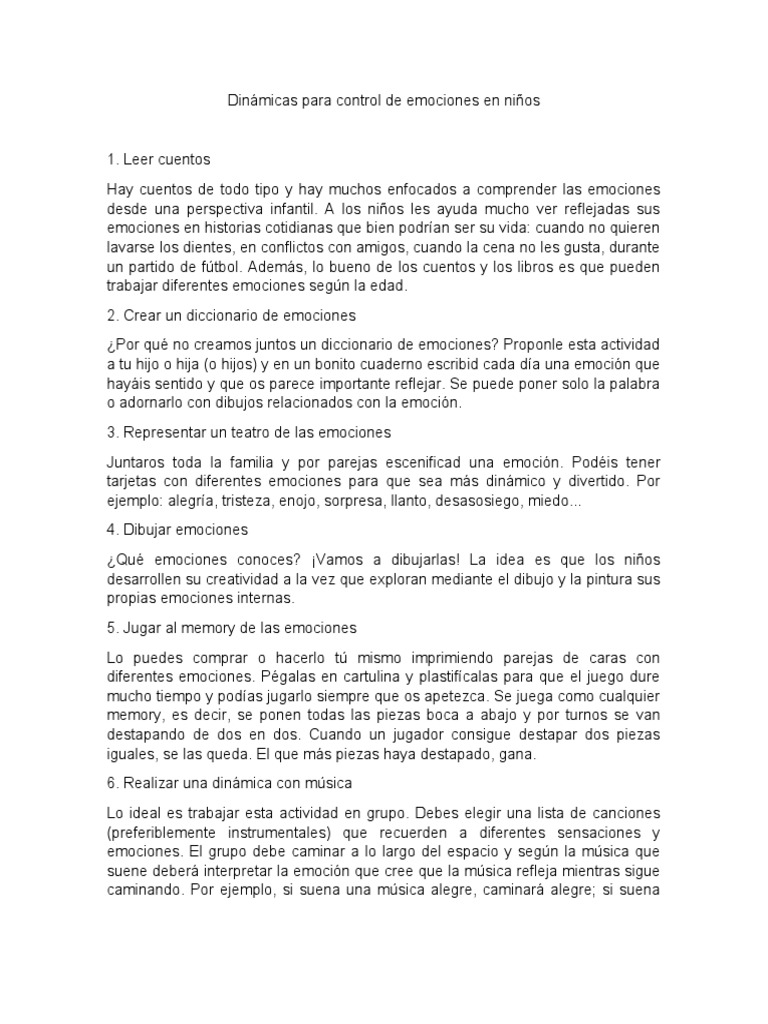 Dinámicas para Control de Emociones en Niños | PDF | Las emociones