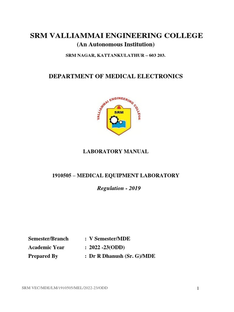 Medical Equipment Laboratory Manual | PDF | Data Acquisition ...