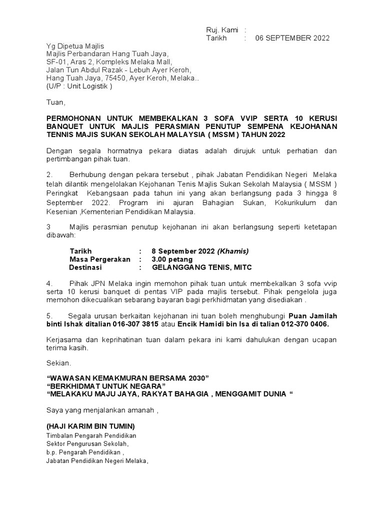 Surat Permohonan MPHTJ | PDF