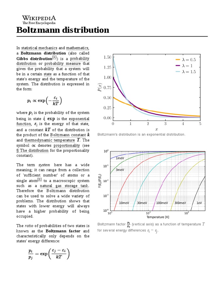 Boltzmann Distribution | PDF | Theoretical Physics | Physical Sciences