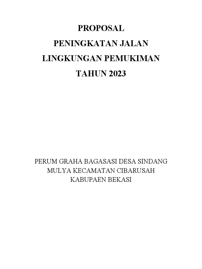 Proposal Pembangunan Jalan Cor Bekasi | PDF