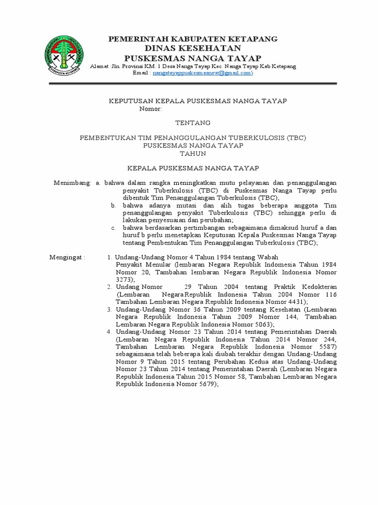 SK Pembentukan Tim Penanggulangan TBC | PDF