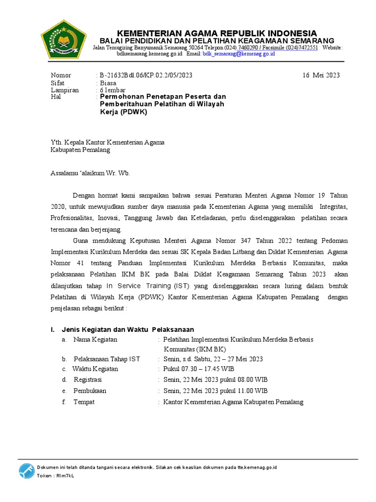 Pelatihan IKM BK di Kankemenag Pemalang | PDF