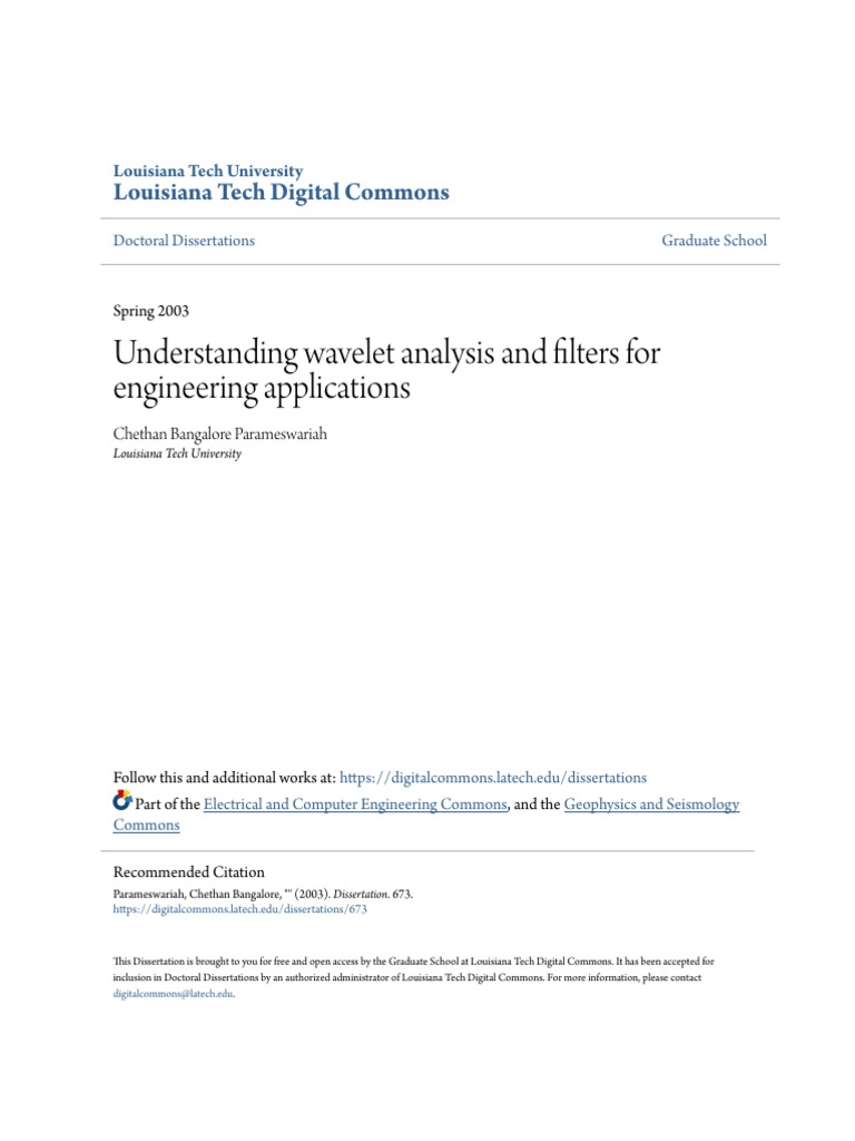 Understanding Wavelet Analysis and Filters For Engineering Applic | PDF ...