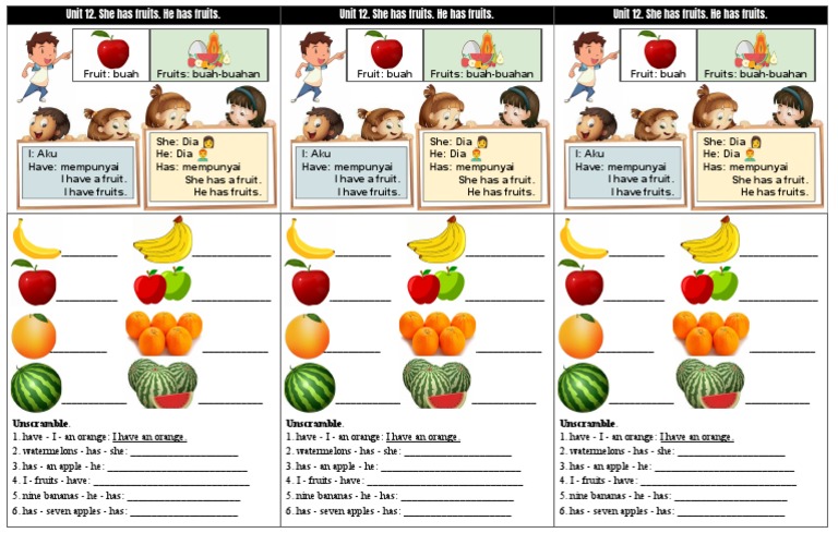 She Has Fruits. Vocabulary - Building Sentences | PDF | Horticulture ...