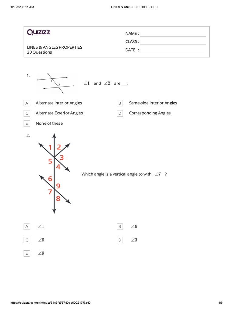 Lines & Angles Properties | PDF | Angle | Classical Geometry