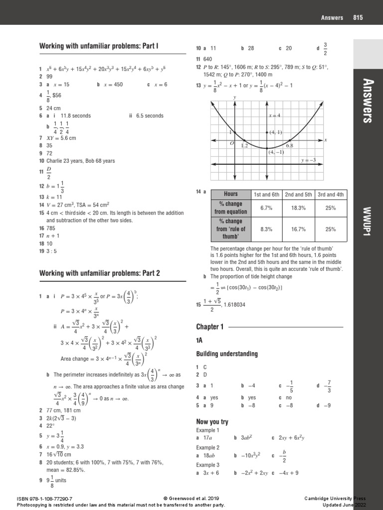 Answers of The Year 10 Mathematics Textbook | PDF