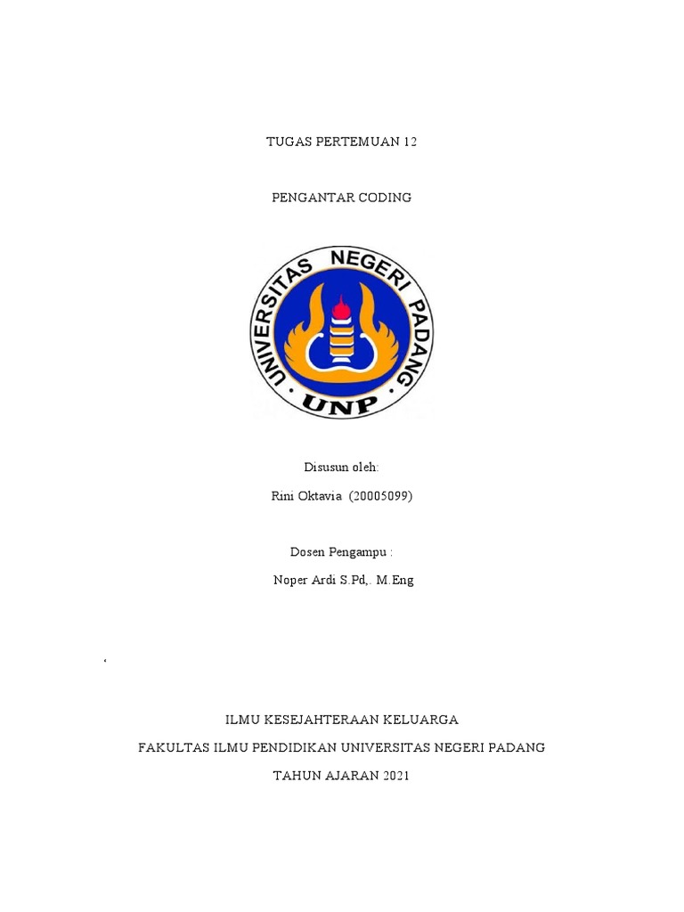 Tugas Pertemuan 12, Pengantar Coding | PDF