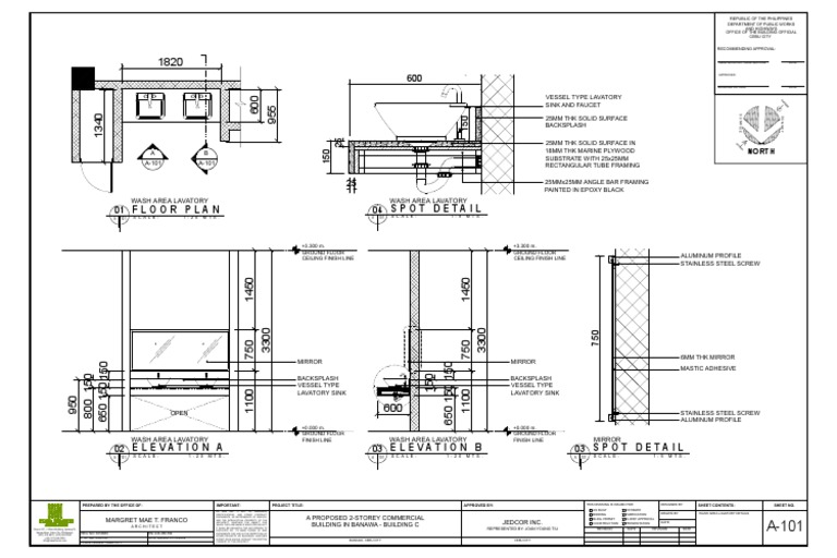 Wash Area Lavatory Detail | PDF | Sink | Building Materials
