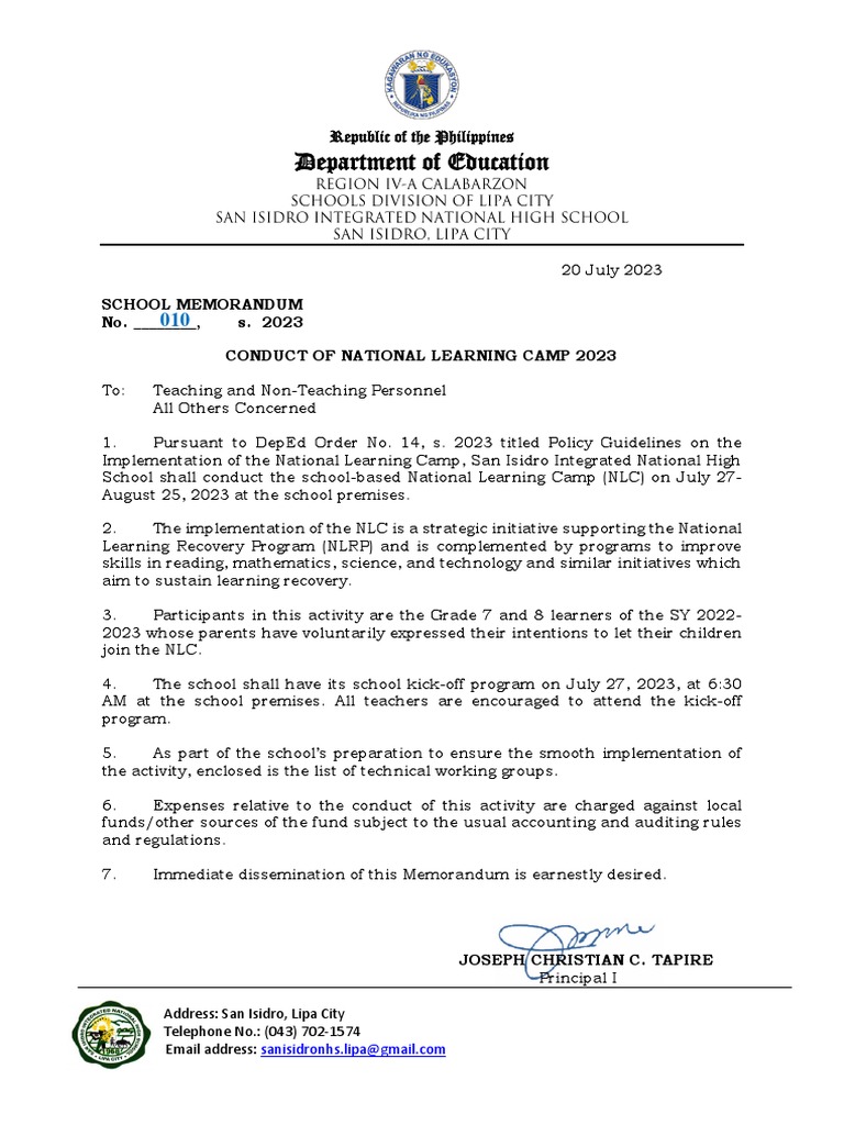 SM 2023 - National Learning Camp | PDF | Learning