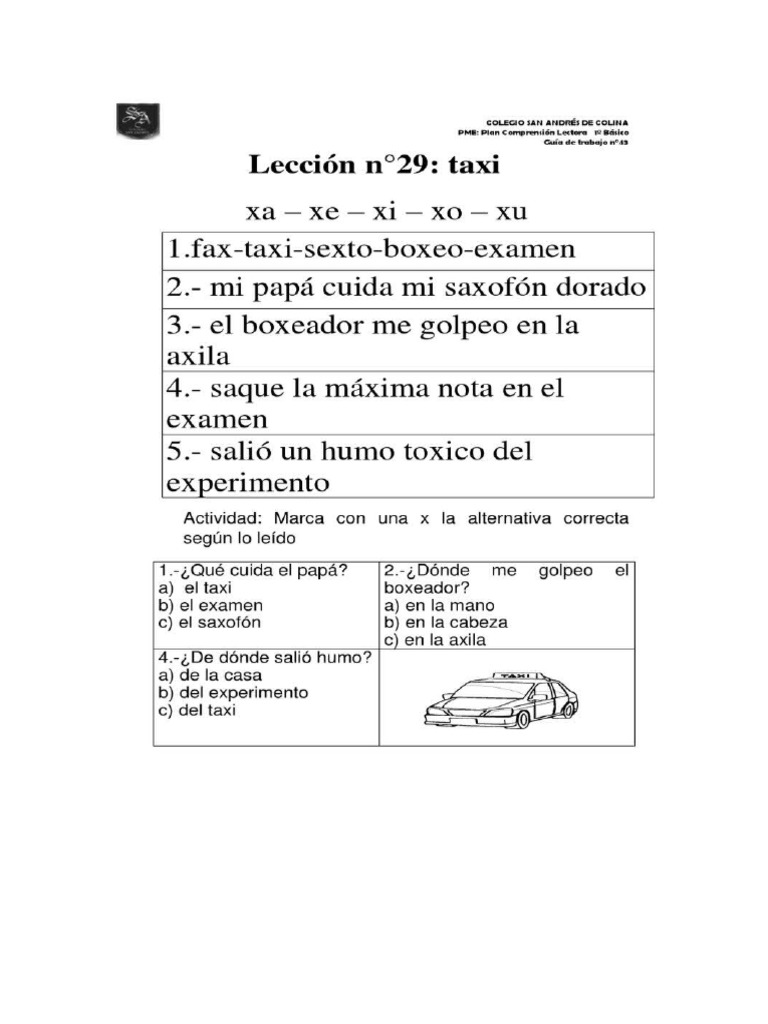Imprimir Guia Leccion Taxi | PDF