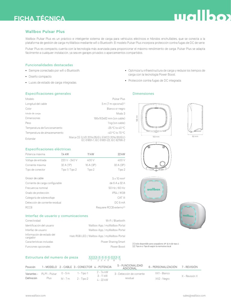 Wallbox Pulsar Plus: Carga Inteligente | PDF | Cargador de batería ...