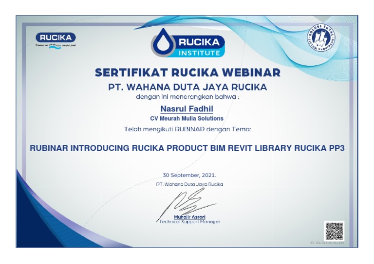 Sertifikat Rucika 3601-105-Nasrul-Fadhil | PDF