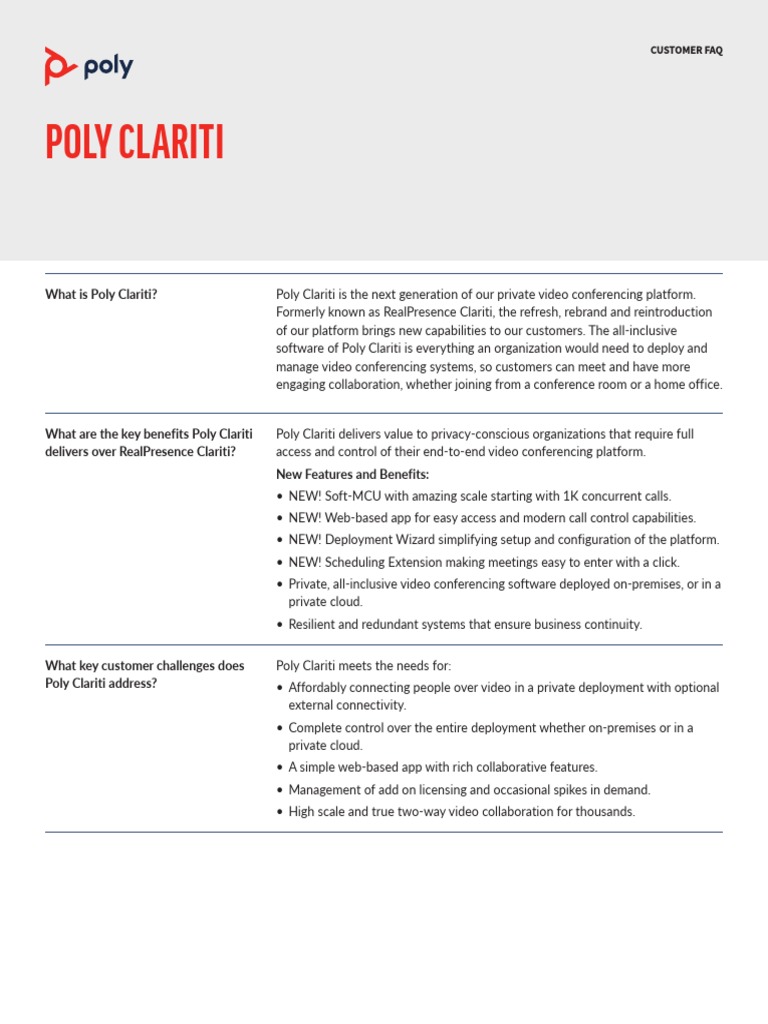 Poly Clariti Customer Faq | PDF