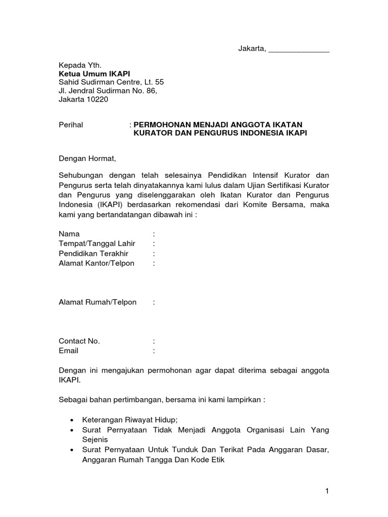 Permohonan Anggota IKAPI Resmi | PDF