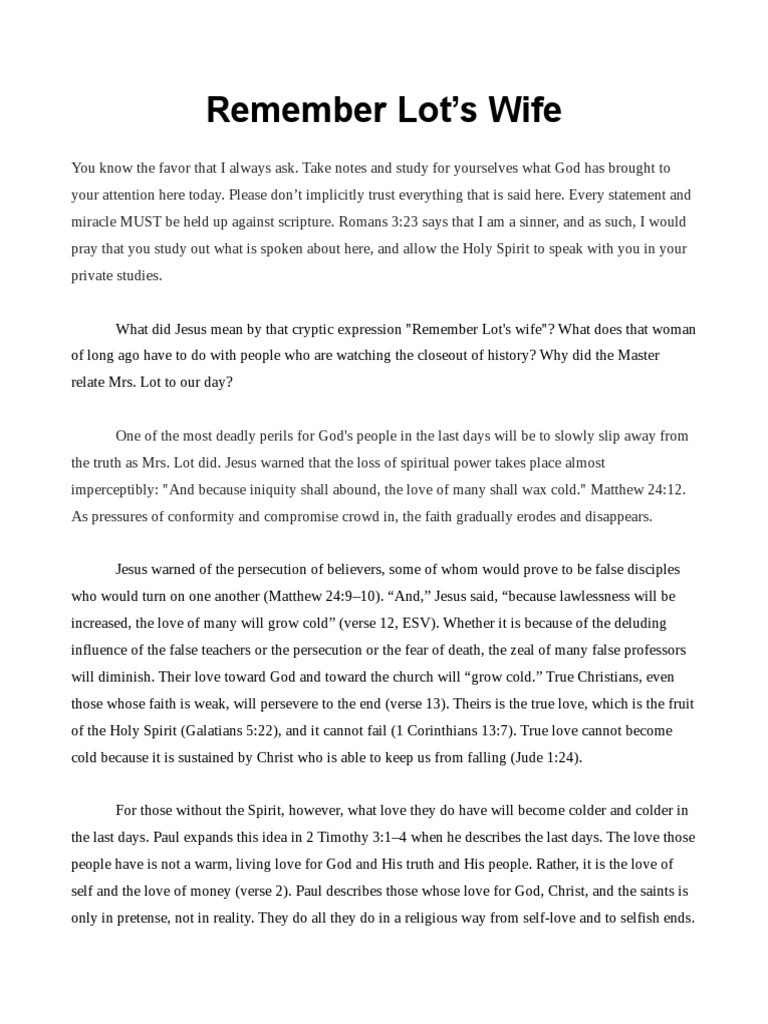 Remember Lots Wife | PDF | Justification (Theology) | Sola Fide
