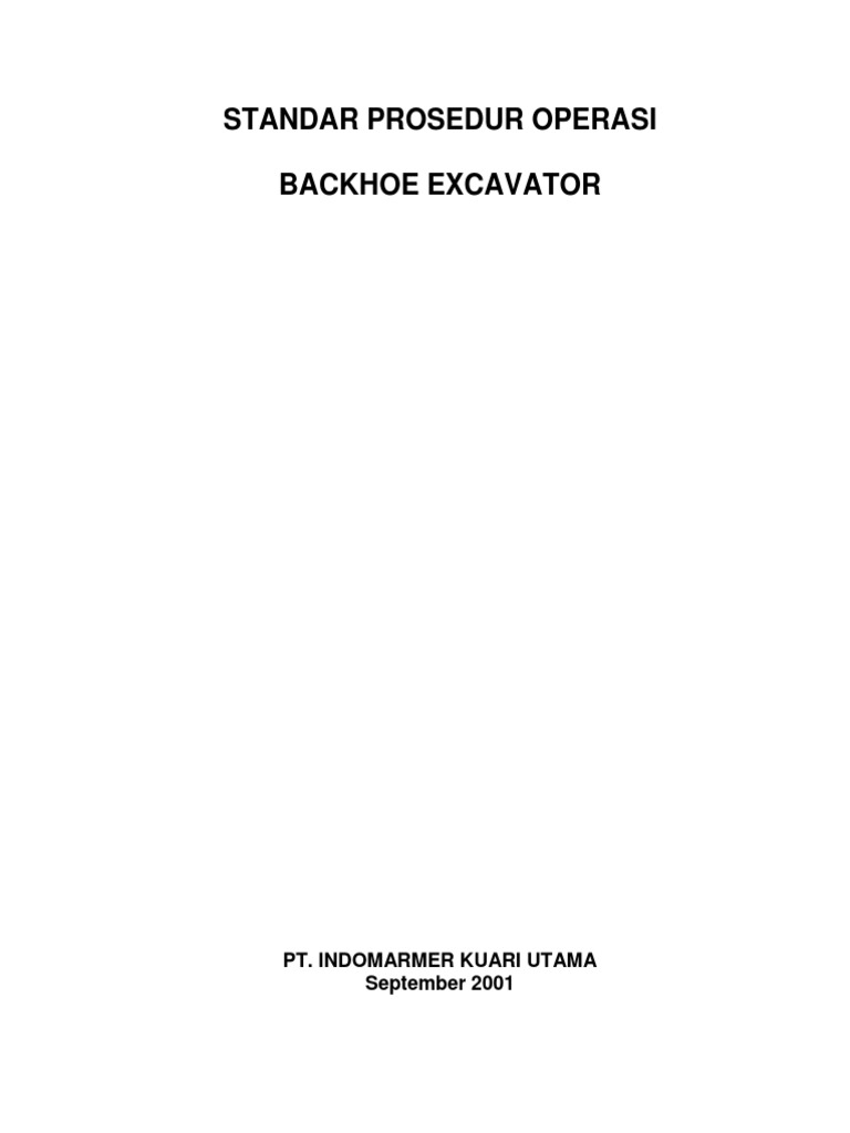 Standar Prosedur Excavator | PDF