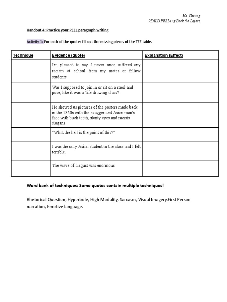 Practice Your PEEL Paragraph Writing | PDF | Cognition
