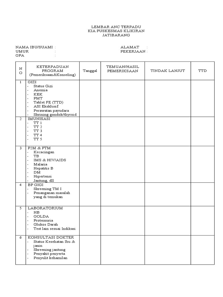 Lembar Anc Terpadu | PDF