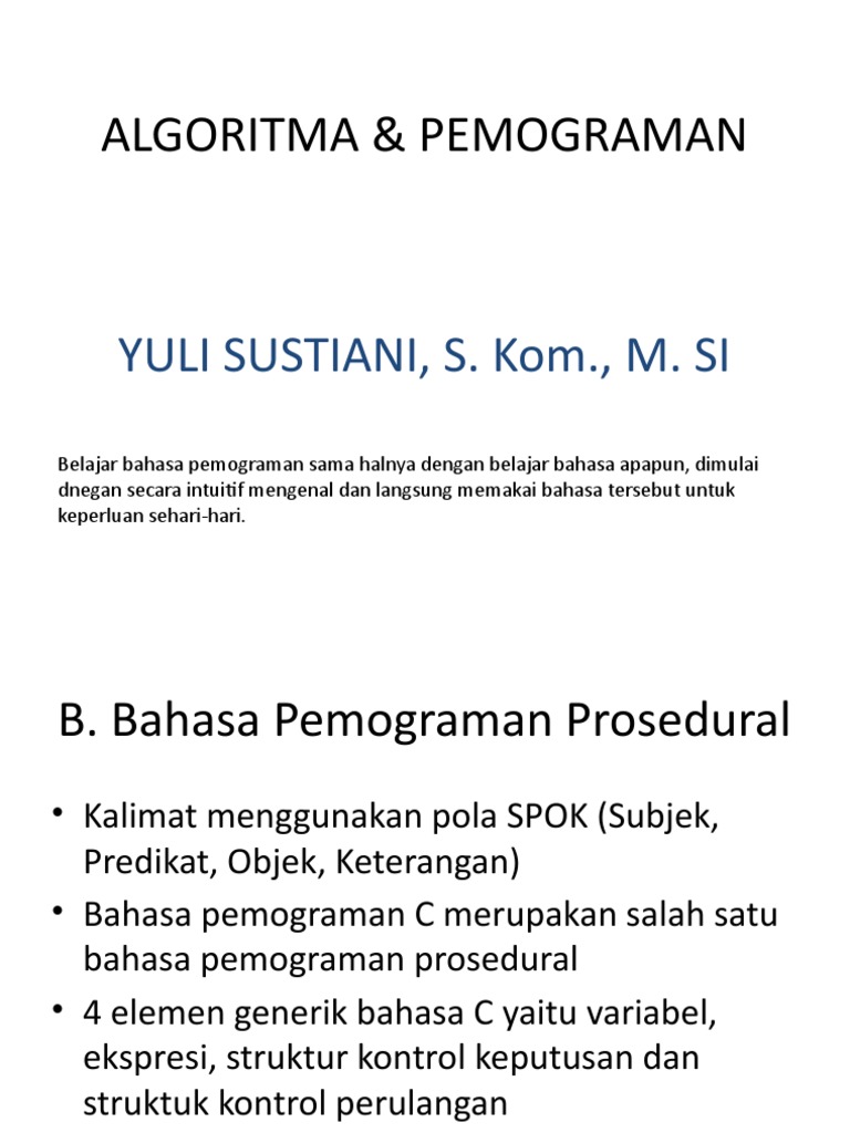 Algoritma & Pemograman (Bagian B & C) | PDF