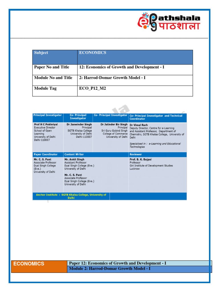 Harrod and Domar Growth Model 1 | PDF | Economic Growth | Economics