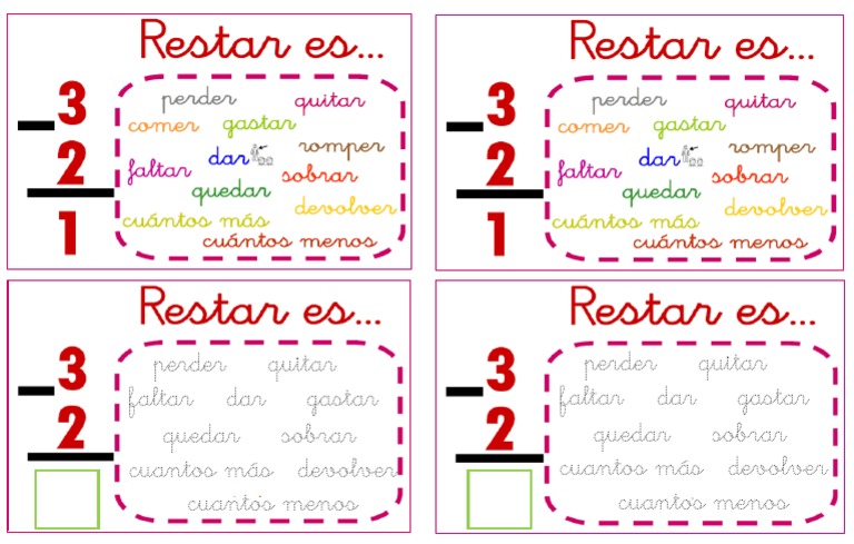 palabras claves resta 2xhoja - | PDF