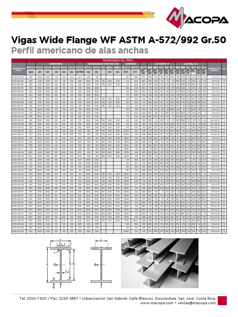 Vigas Wide Flange WF ASTM A-572/992 Gr.50: Perfil Americano de Alas ...