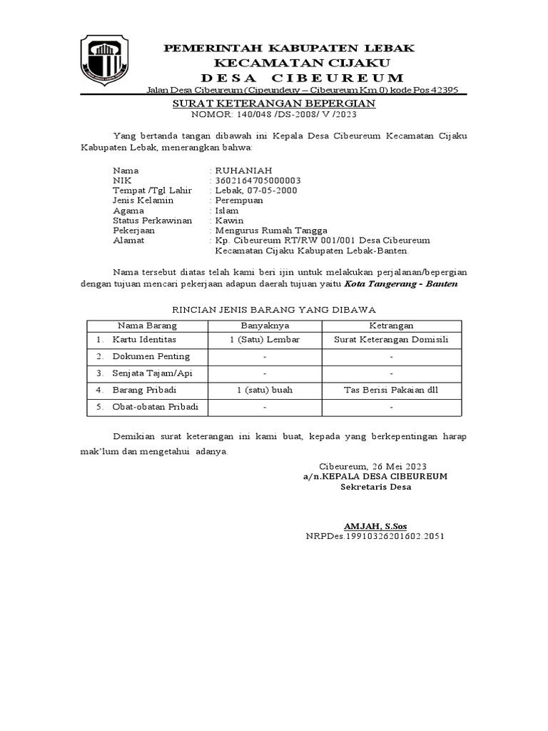 Surat Bepergian | PDF