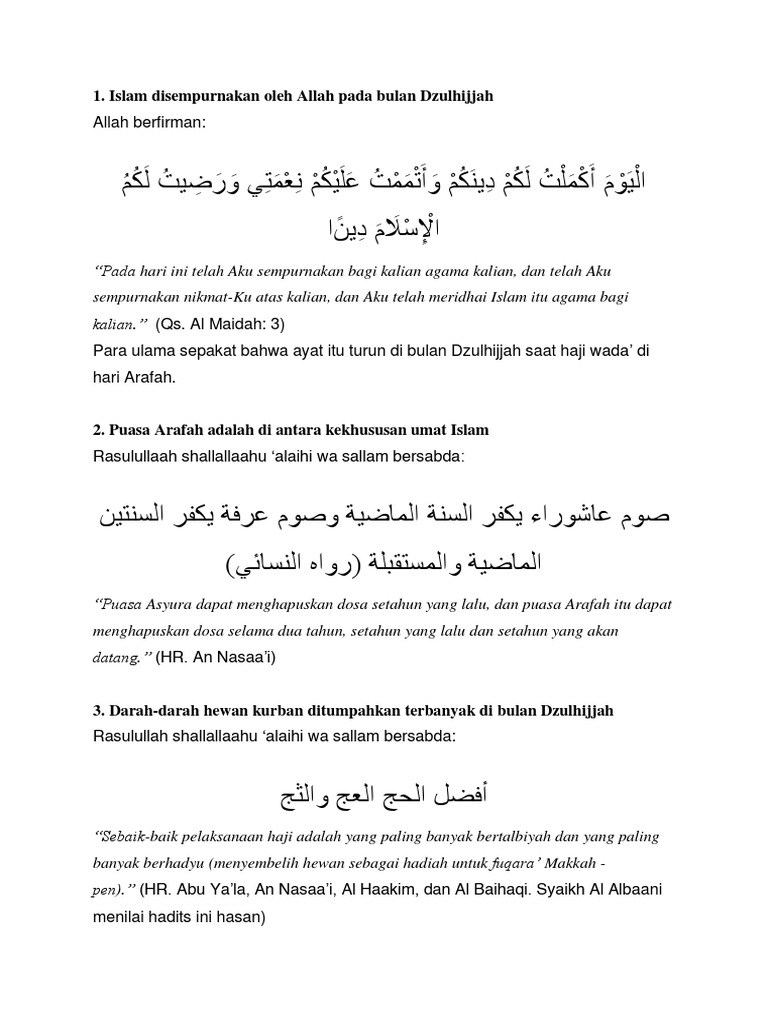Keutamaan 10 Awal Dzulhijjah | PDF
