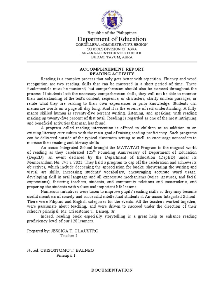 READING Report | PDF | Reading Comprehension | Learning Methods