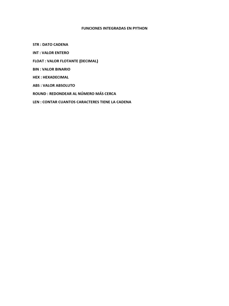 Funciones Integradas en Python | PDF