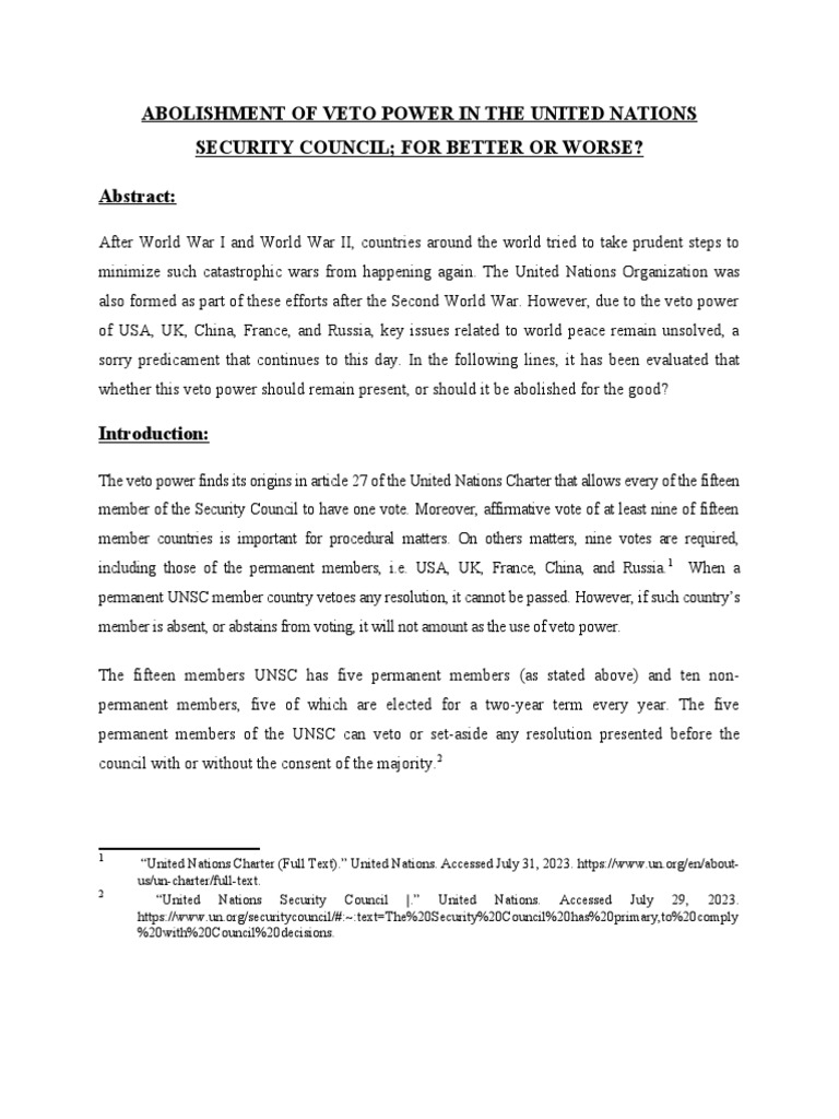 Veto Power | PDF | United Nations Security Council | United Nations