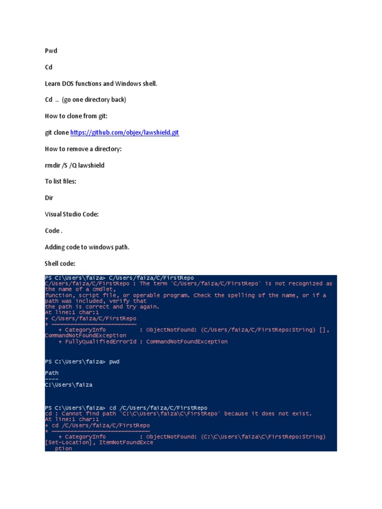 Ps C:/Users/Faiza C/Users/Faiza/C/Firstrepo | PDF | Mobile App ...