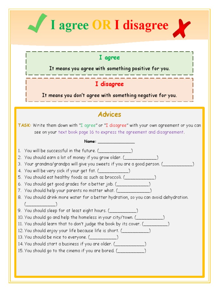 Agree or Disagree Activity for Students | PDF