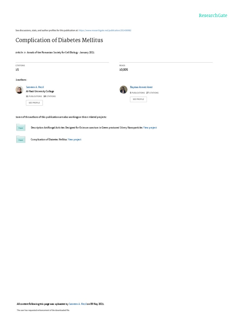 4 Mezil & Abed, 2021 Review - Complication of Diabetes Mellitus | PDF ...