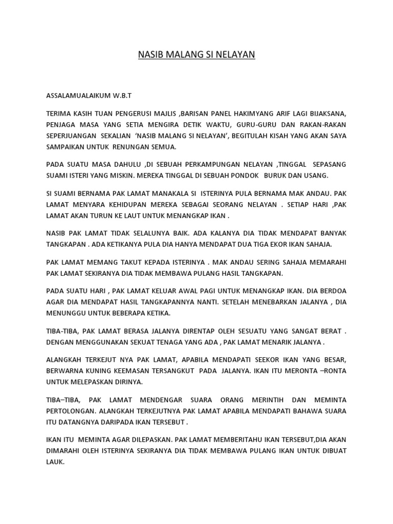 Nasib Malang Si Nelayan Tahap 2 | PDF