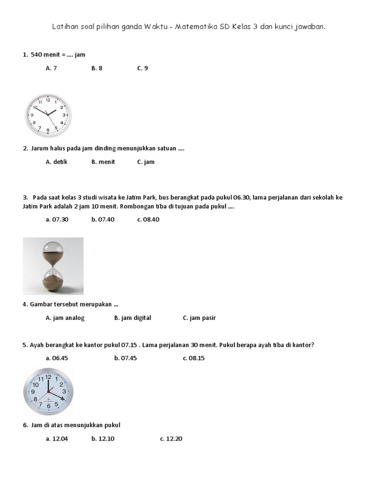 Latihan Soal Pilihan Ganda Waktu | PDF