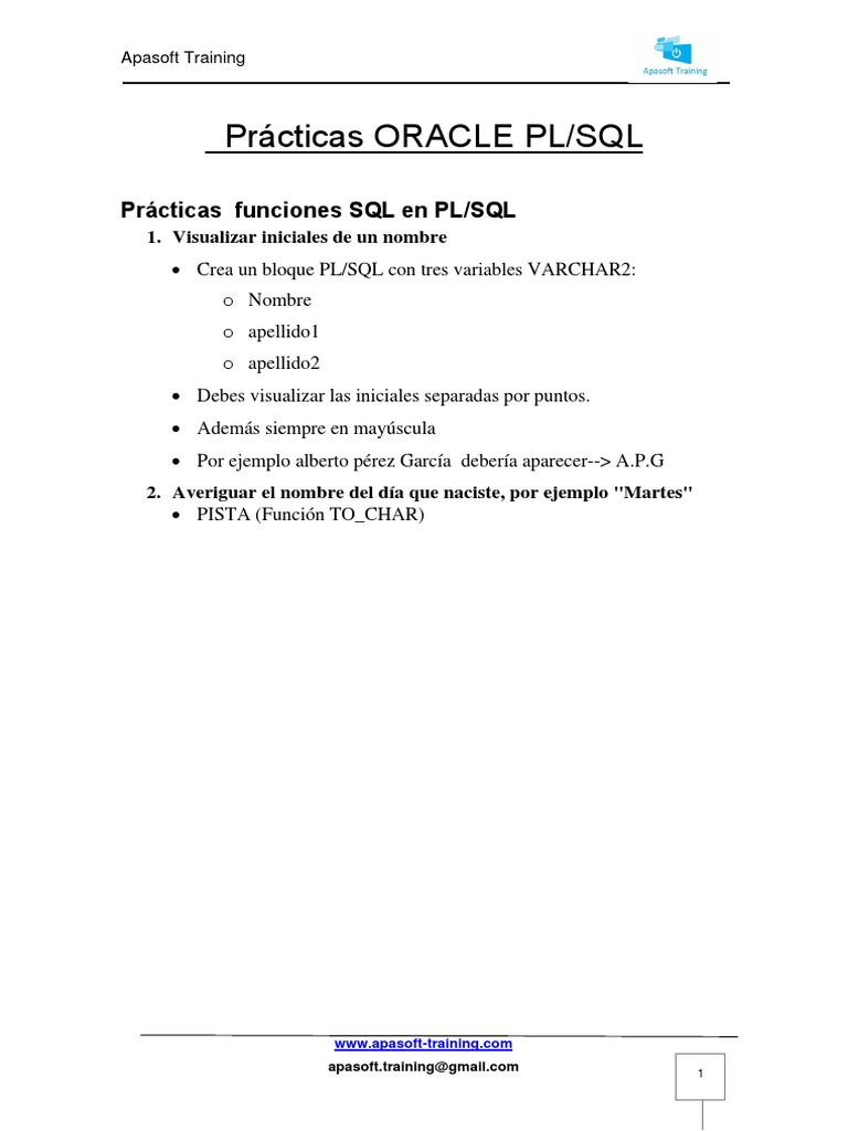 5-Practica Funciones SQL en PLSQL | PDF