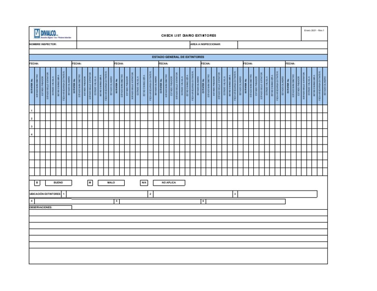 Check List Extintores Rev 1 Enero 2021 Pdf