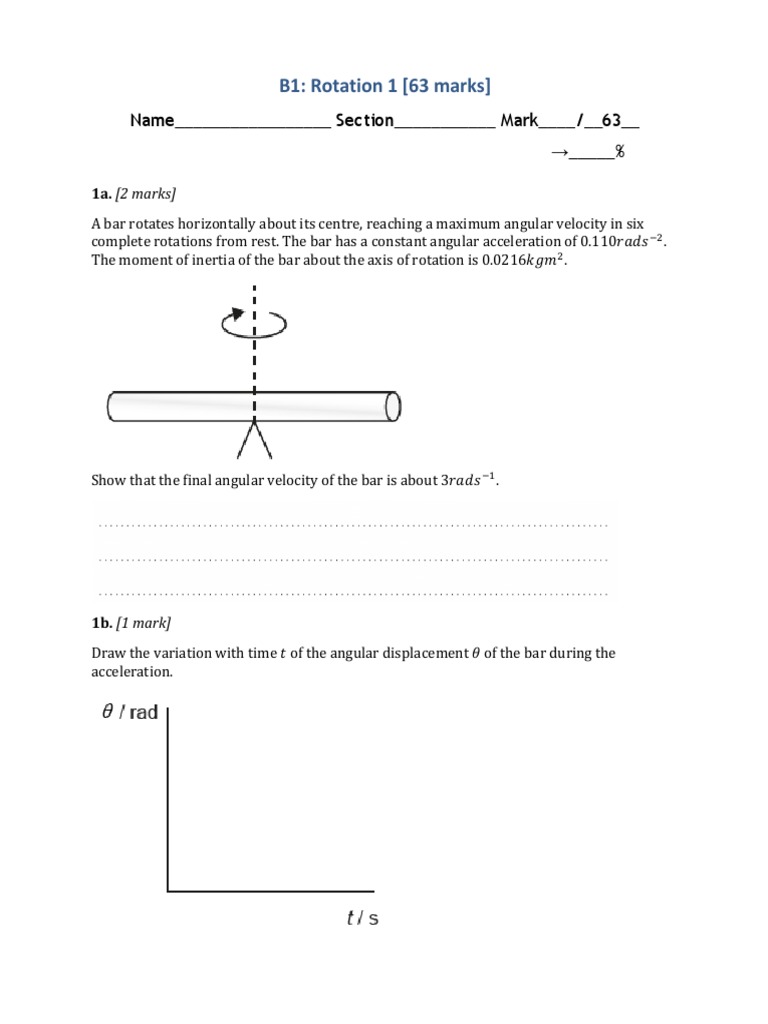 B1 Rotation 1 | PDF | Rotation Around A Fixed Axis | Torque