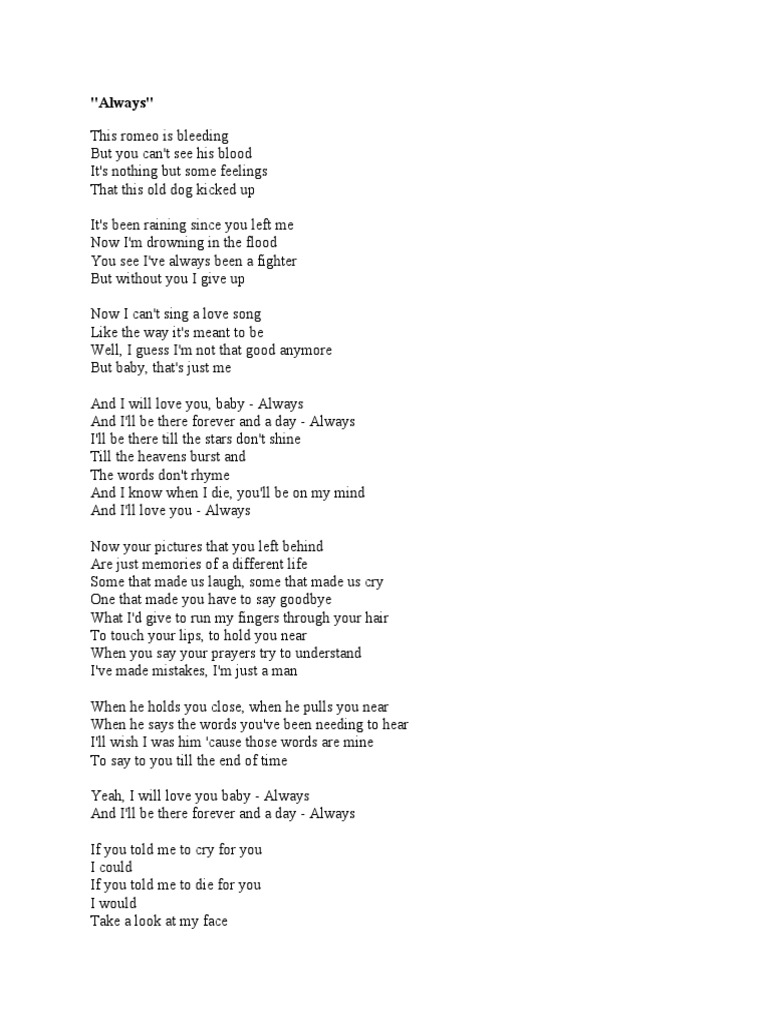 Lyrics for "Always" and More Songs | PDF