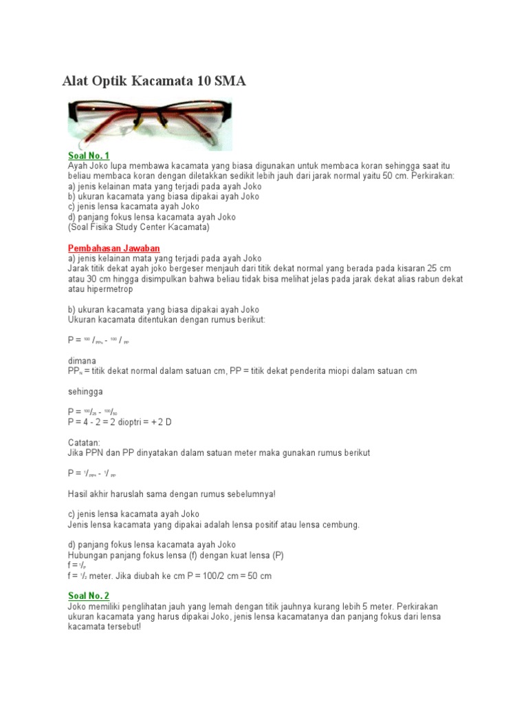 Alat Optik Kacamata 10 SMA | PDF