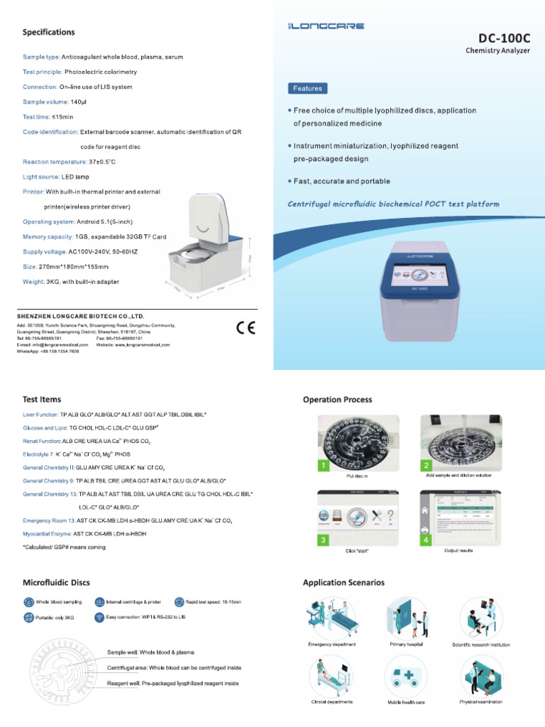 DC-100C Chemistry Analyzer Catalog | PDF