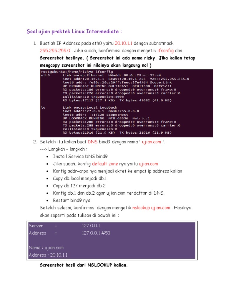 Soal Ujian Praktek Linux Intermediate | PDF