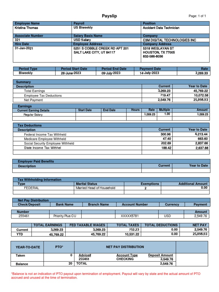 Payslip | PDF | Payroll Tax | Paycheck