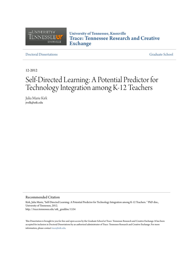 Self-Directed Learning - A Potential Predictor For Technology Int | PDF ...
