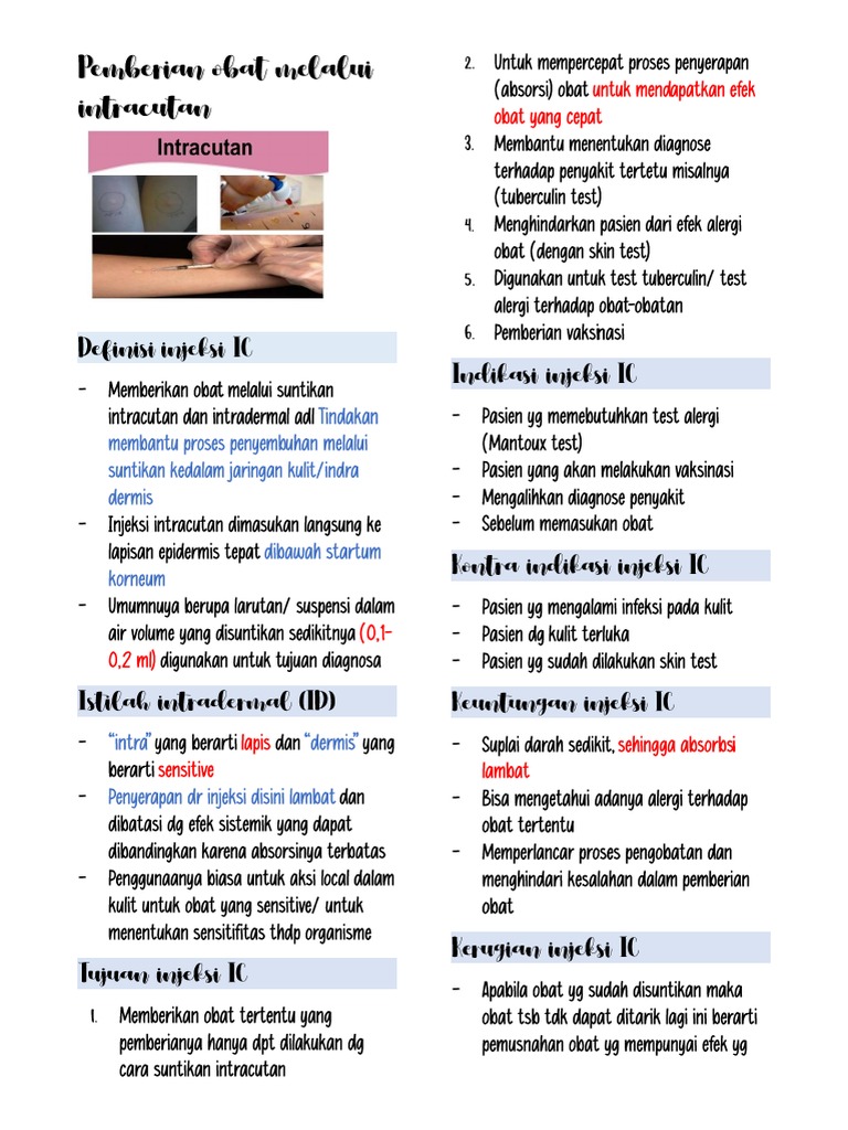 Pemberian Obat Melalui Intracutan | PDF